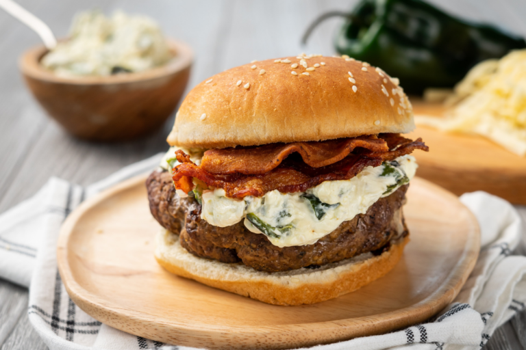 Banana Blog – Pepper Jack Stuffed Burgers with Poblano Cream Sauce ...